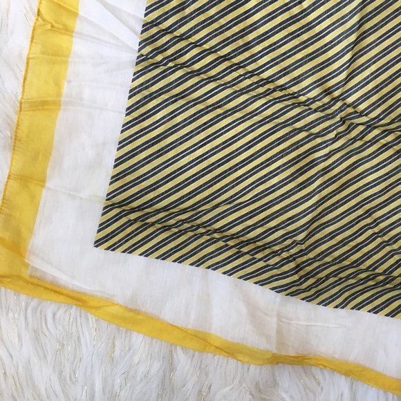 Accessories | Yellow And Striped Vintage Square Scarf | Poshmark